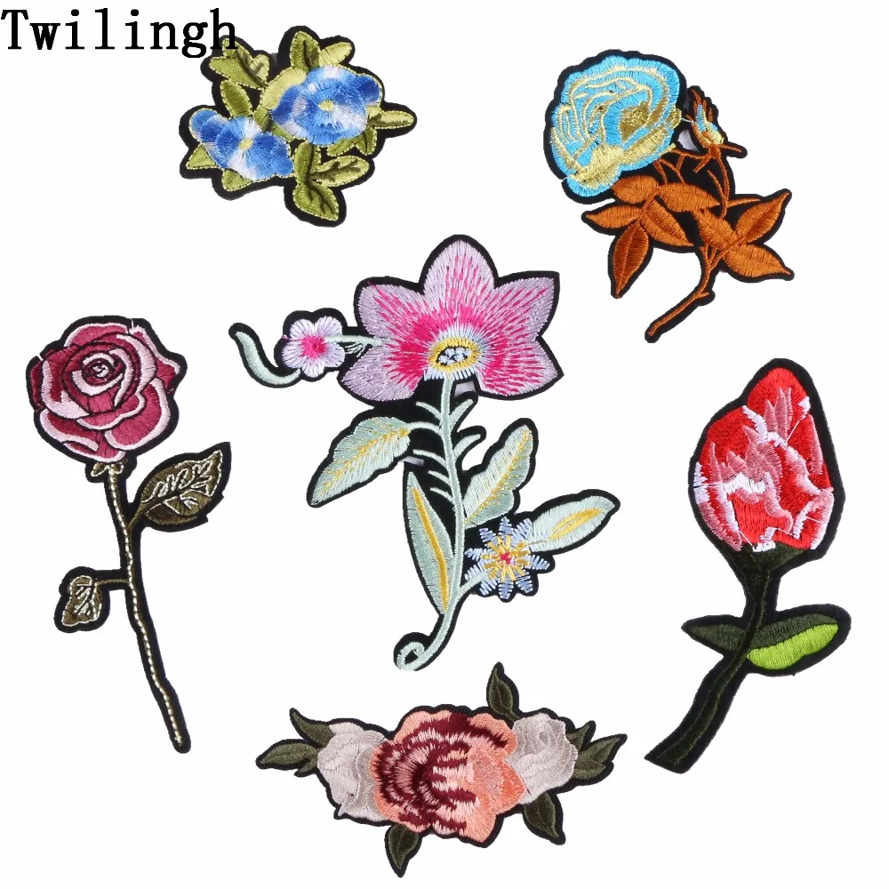 Buy 1 Pcs Flowers Patches Embroidered Sticker Sew On