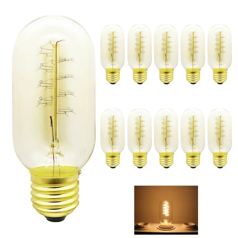 10x Vintage Edison Bulbs T45 Led E27 220V 230V 40W Incandescent Bulbs ...