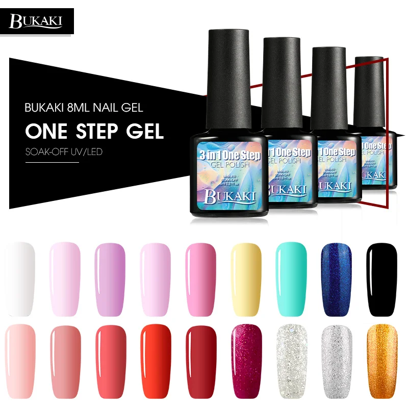 BUKAKI-1pcs-Glitter-One-Step-Nail-Gel-Polish-3-In-1-Nail-Varnish-Soak ...
