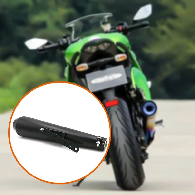 Universal Motorcycle Cafe Racer Exhaust Pipe with Sliding Bracket Matte ...