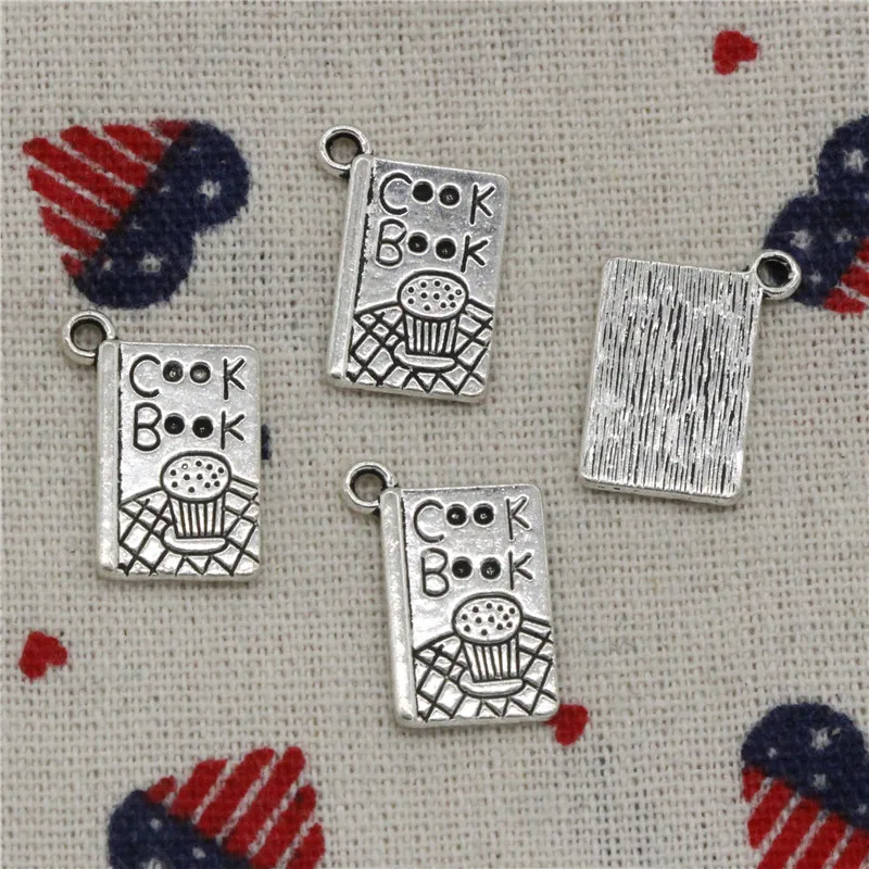 18pcs Charms cook book recipe kitchen 17*11mm Tibetan Silver Vintage ...