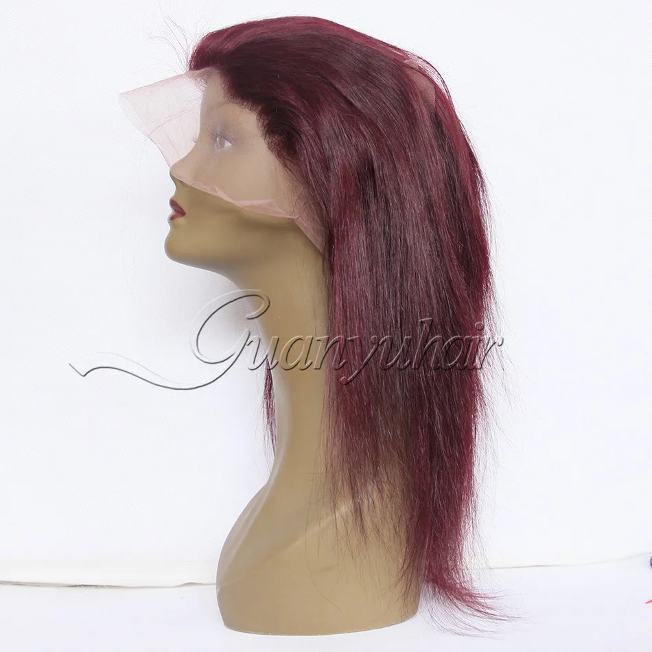 Guanyuhair #99J Burgundy Red 3 Bundles With 360 Lace Frontal Closure ...