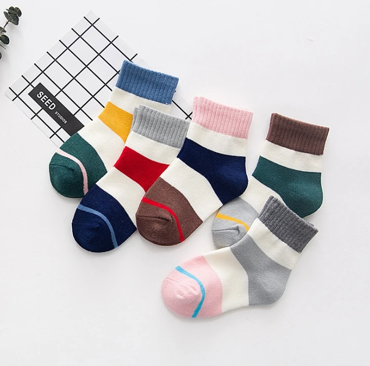 5pairs /lot (10pieces) Kids striped cotton socks boys girls fashion ...
