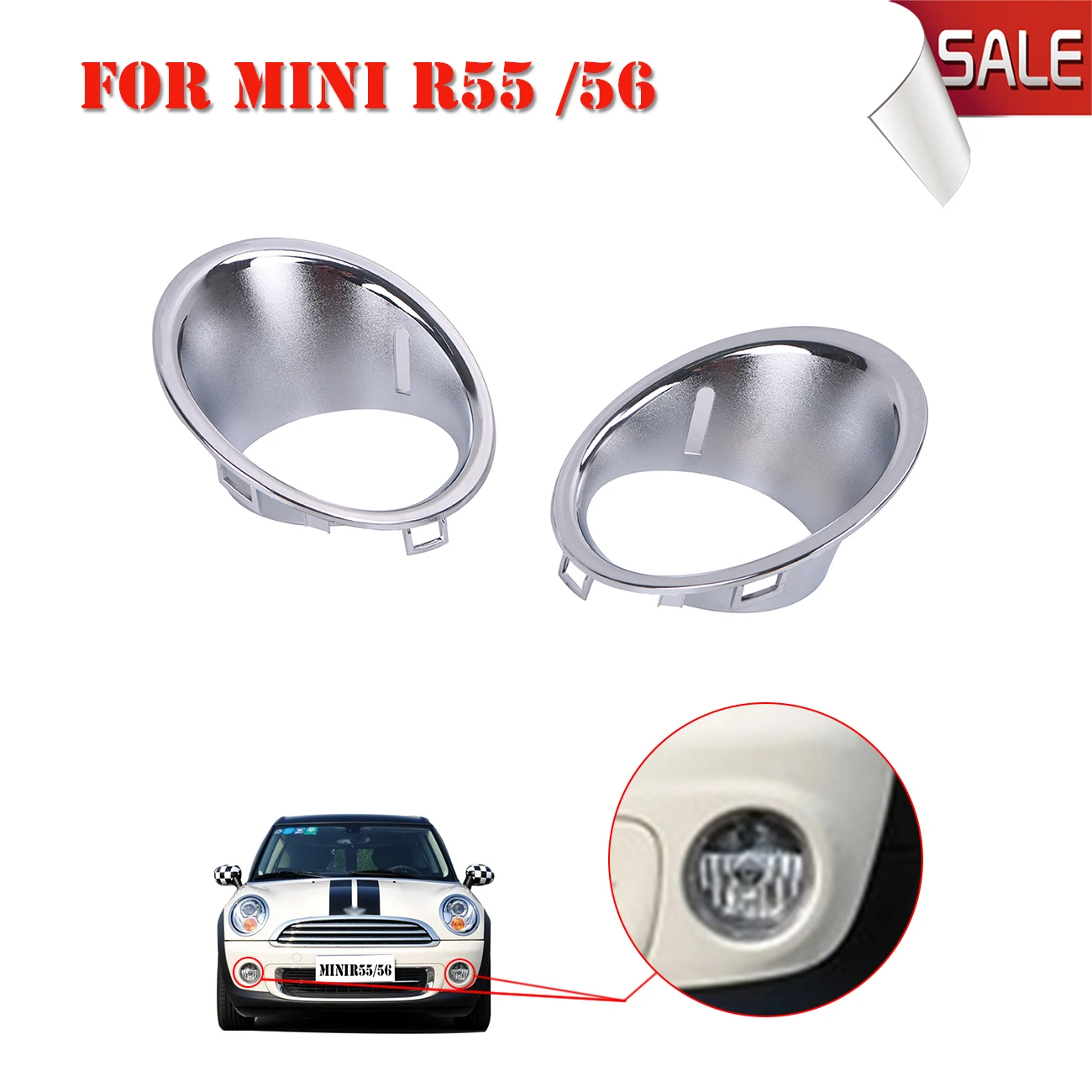 สำหรับ MINI Cooper R56 R55 R57 Chrome Fog Light Trim Left & Right รถ ...