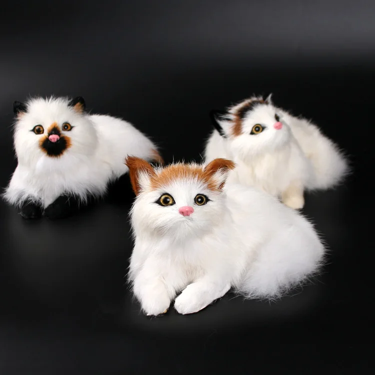 3 Colors Sounding Kitten White Cat Plush Toy Soft Girl Gift Real Life ...