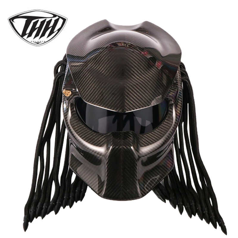 Predator Carbon Fiber Motorcycle Helmet Full Face Iron Warrior Man Helmet Dot Safety ...