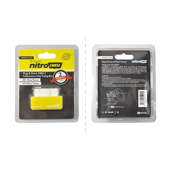 100pcs New NitroOBD2 Benzine Car Chip Tuning Box Plug and Drive OBD2 ...
