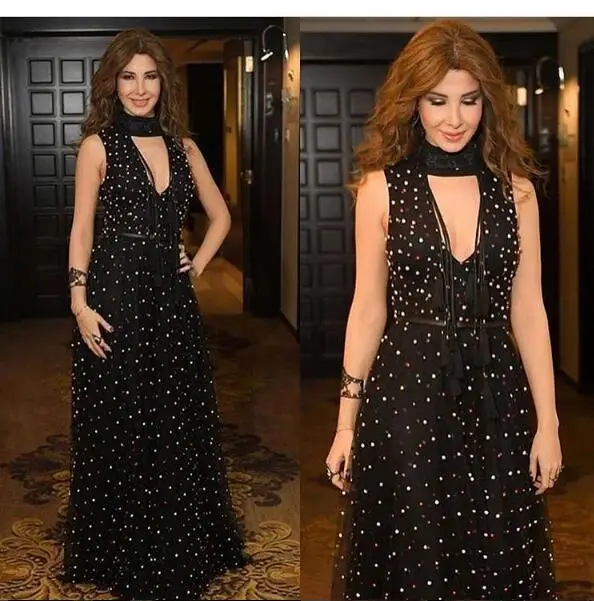 2017 Evening Dress Nancy Ajram Celebrity Dress Black Saudi Arabia Dubai ...