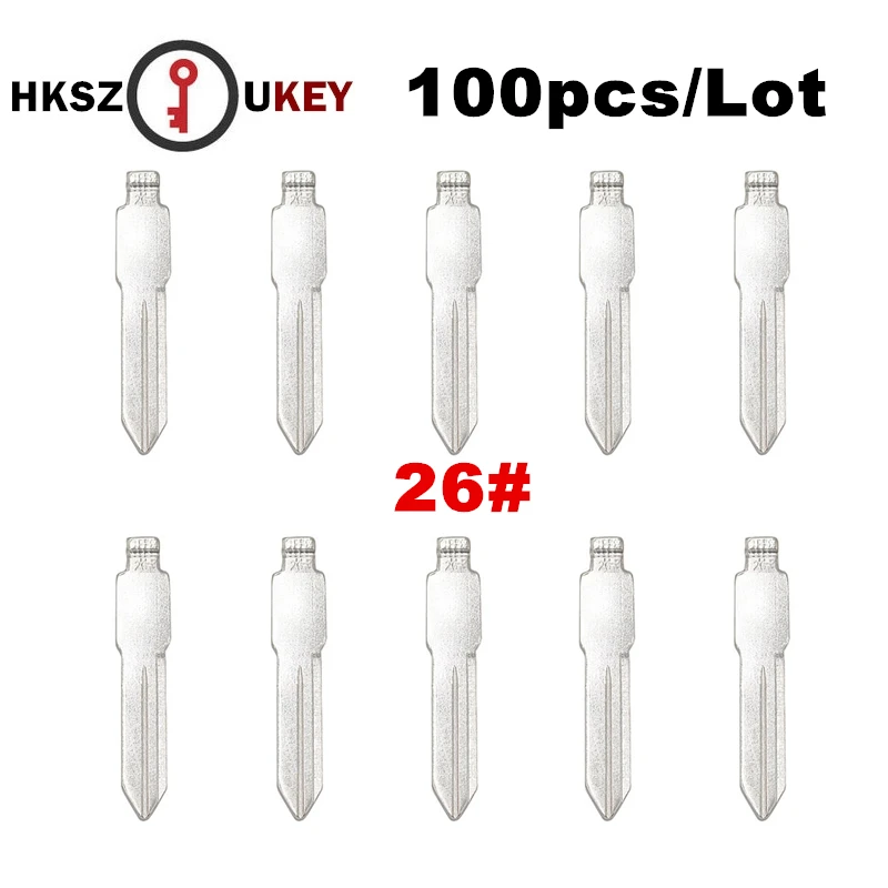 HKSZUKEY 100pcs/lot Metal Blank Uncut Flip KD Remote Key Blade Type #26 ...