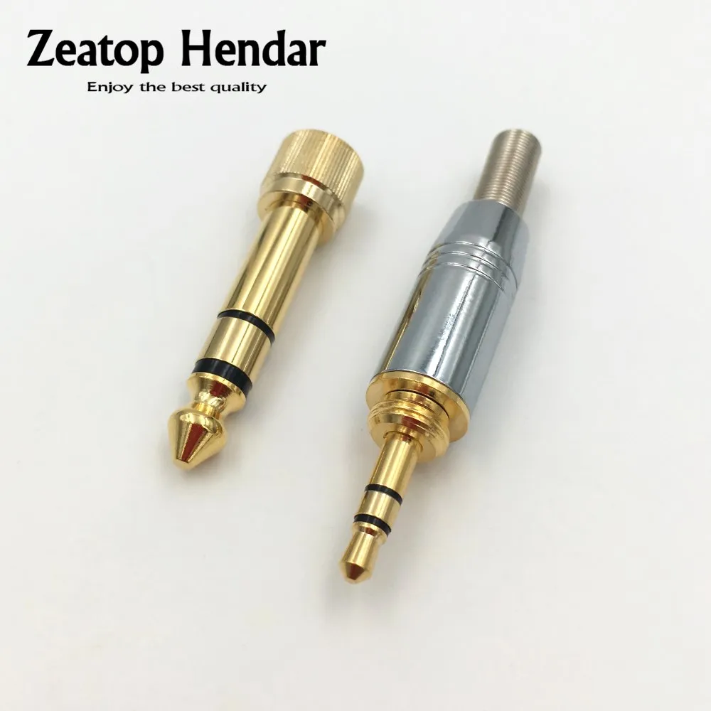 10sets Silver Stereo 6.35mm Male Plug To 3.5mm Jack + 3.5 Male Stereo ...