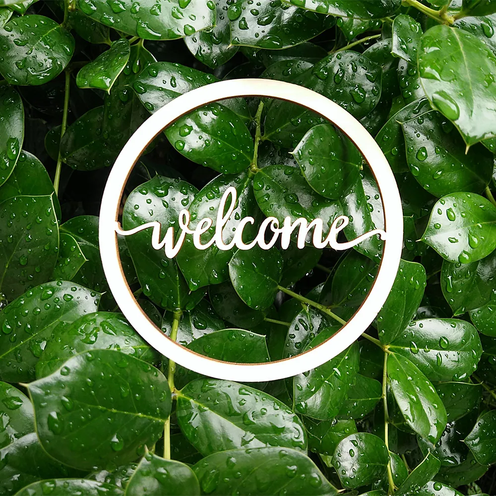 Round-Circle-Welcome-Wood-Word-Sign-Art-Wooden-Script-Welcome-Sign ...