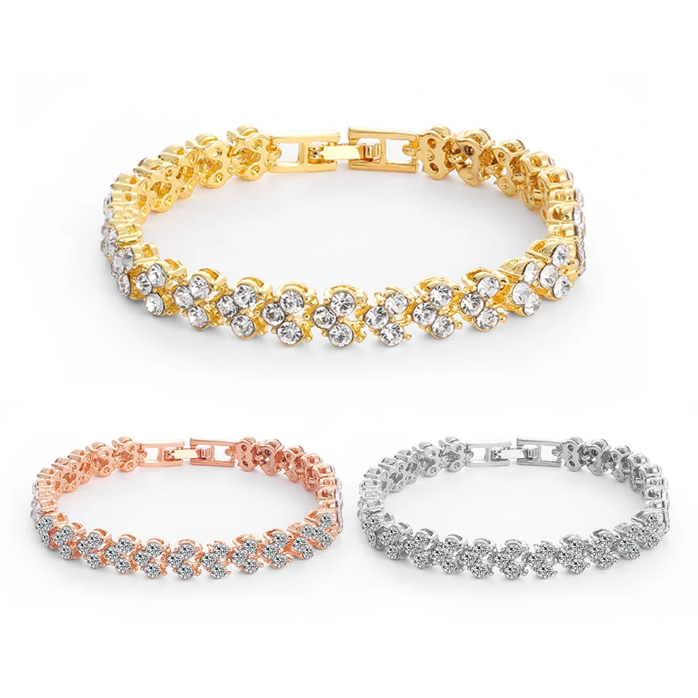 1 Buah Gelang Berlian Buatan Gelang Kristal Zircon Jernih Rantai Roma ...