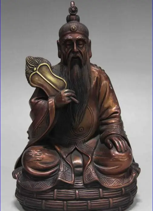 China Folk Taoism Red Copper Bronze Taoism Too On The Old Monarch ...