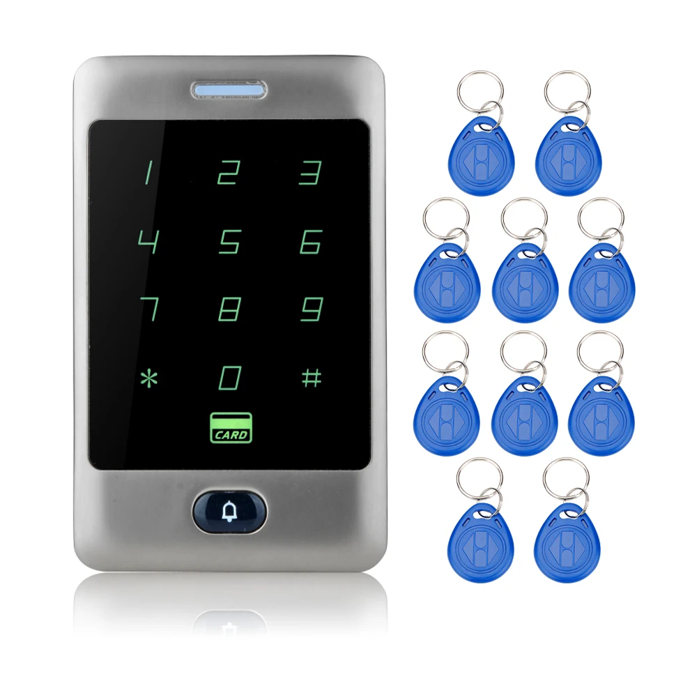8000users Touch Waterproof RFID Access Control Metal keypad+10 RFID Key ...