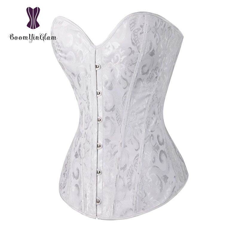 Metal Busk Closure Women Lingerie Lace Trimmed Corselet Steel Boned ...