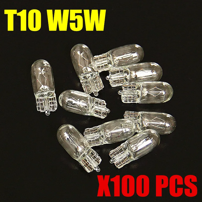 100Pcs T10 W5W 194 501 12V 4300K 8000k 5W wedges clear car light ...
