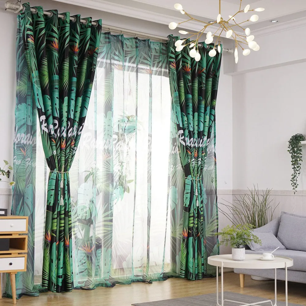 Tropical Rainforest Blackout Curtain Fabric Aristocratic Decoration