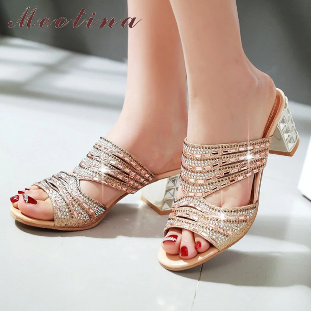 Meotina Designer Shoes Women Luxury 2018 Women Slides Open Toe High ...