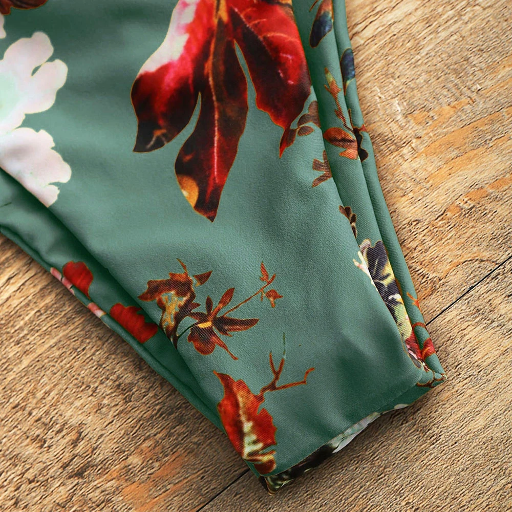 Women Sexy Floral Bandeau Thong Bikini Set Women Swimsuit Swimwear ...