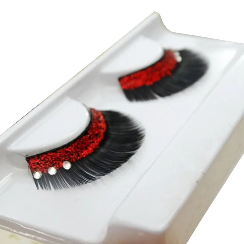 Bright Shiny Red Diamond False Eyelash Bride Makeup Creative Stage of ...