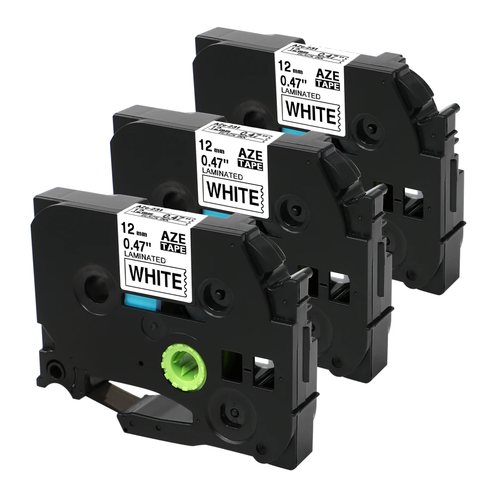 3pcs/lot 12 mm P touch TZe tape White laminated TZe 231 for Brother P ...