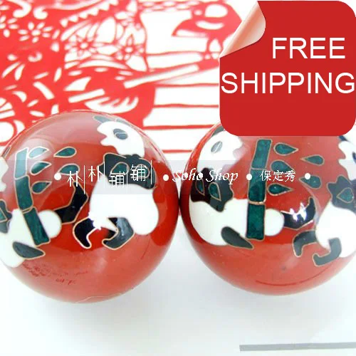 Chinese Baoding Balls,50mm Imitation Cloisonne.lovely Panda.palm Stress ...