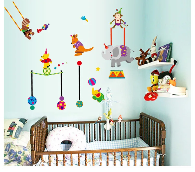 702 Y Real Animals Circus Wall Stickers Cartoon Home Decor DTY Art ...
