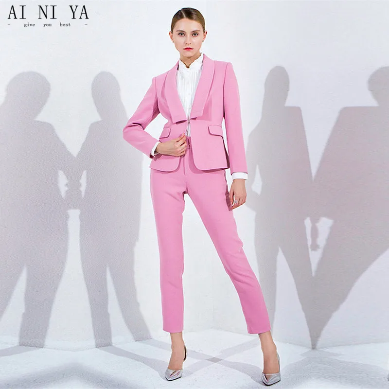 Buy Red Pink Women Elegant Pant Suits Ol Formal Work