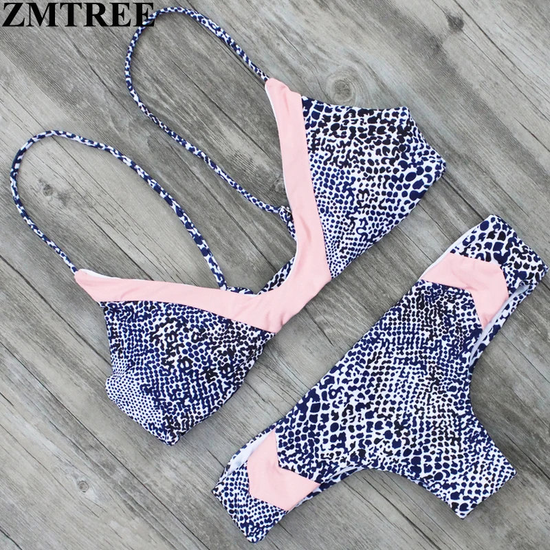 Zmtree New Bikini Women Sexy Swimwear Brazilian Leopard Skin Print