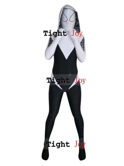 Free Shipping Spider Gwen Stacy Spandex Lycra Zentai Spiderman Costume