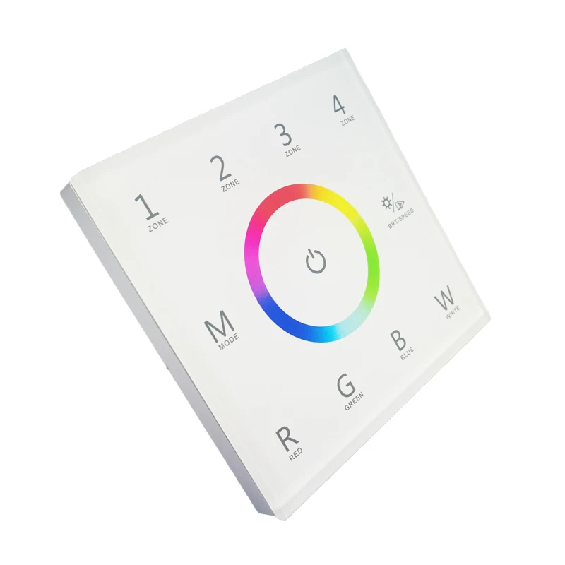 New Wall Mount Touch Panel Led RGBW Controller 100V- 240V 4 Zone 2.4GHz ...