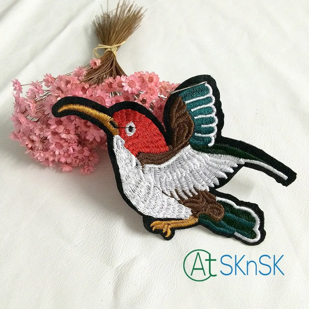 DHL 200 pçs/lote Applique Pássaro Bordado Patches para Roupas 13*8 cm ...