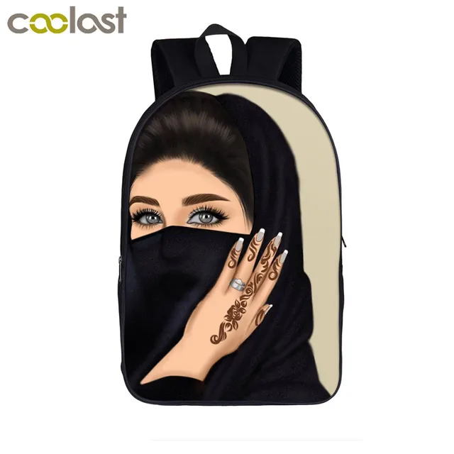 Hijab Islamic Muslim Girl Teenage Backpack Canvas Backpack Rucksack - I ...