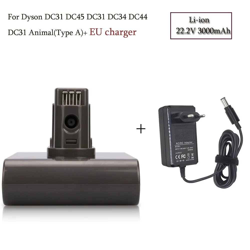 22.2V 3000mAh Li ion Vacuum Battery for Dyson DC31, DC45 DC35, DC34 ...