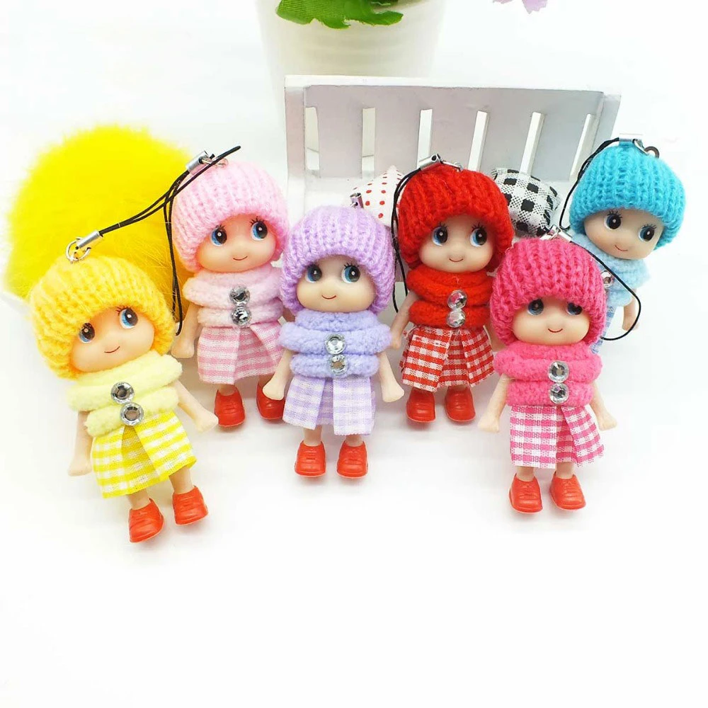 Lovely Soft Interactive Toy Cartoon Key Ring Cute Baby Dolls Toy Doll ...