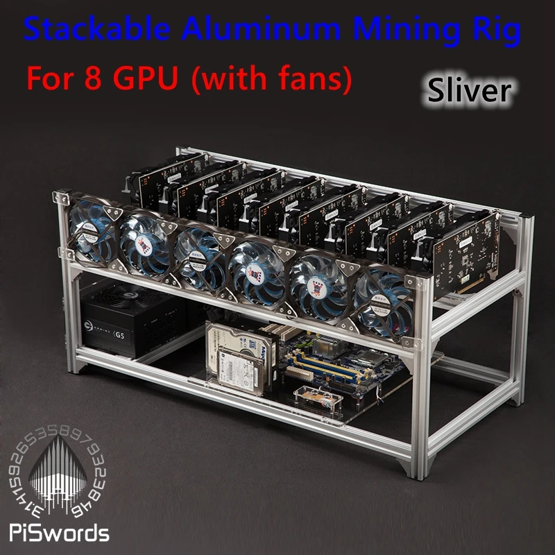 6/8/14 gpu stackable 알루미늄 오픈 에어 마이너 케이스 마이닝 케이스 eth frame rig for ...