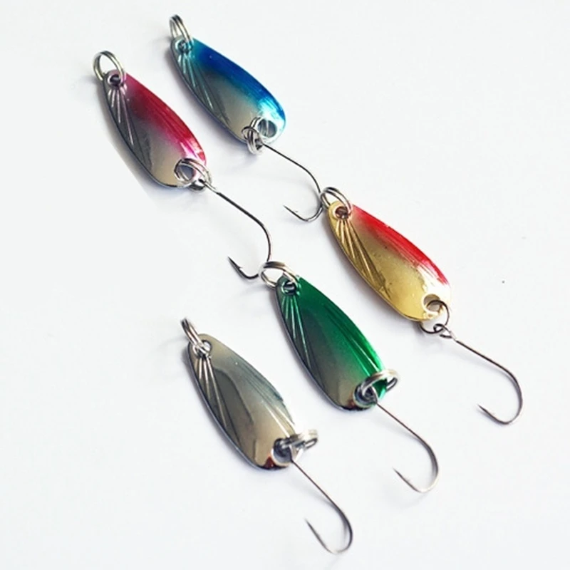 5pcs 3g Colorful Hard Hooks Fishing Spoon High Quality Metal Shell Lure ...