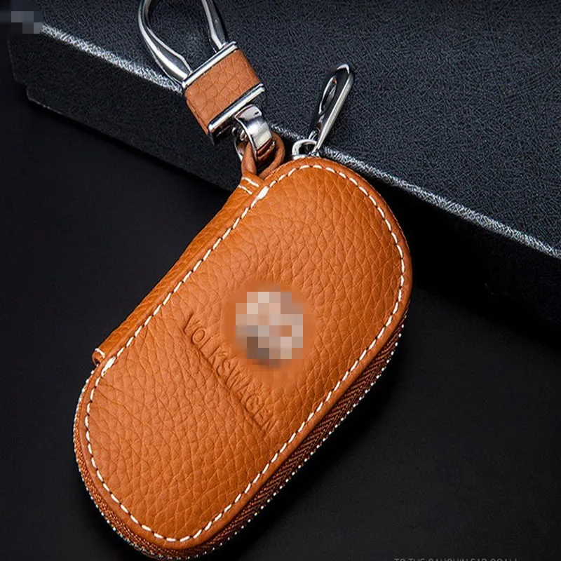 Car key case,Genuine Leather Car Smart Key Chain Keychain Holder Metal ...