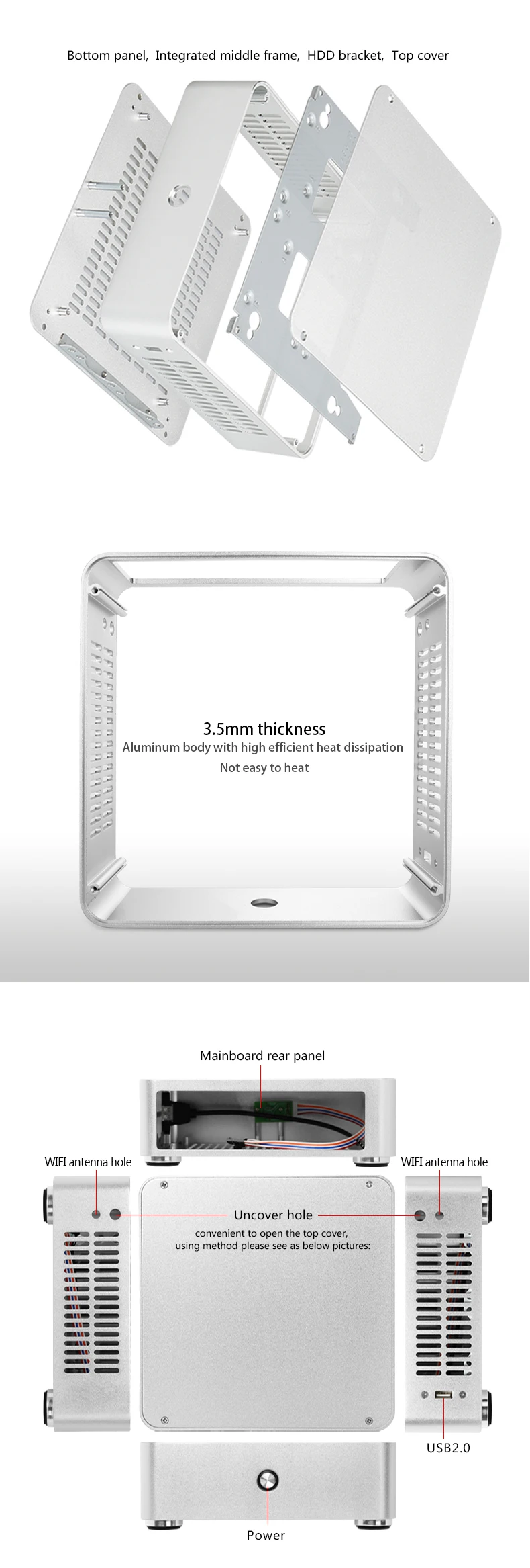 Realan H60 Computer Case Aluminum Pc Case Htpc For Mini Itx Motherboard ...