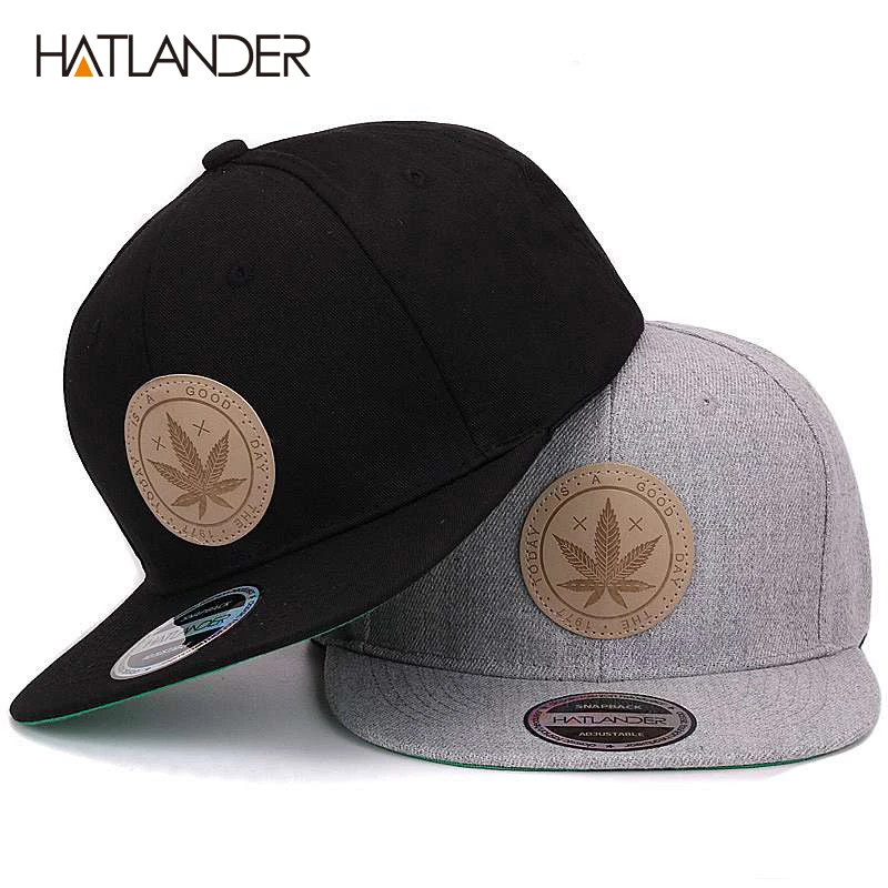 [HATLANDER]Maple solid cotton snapback caps women's flat brim hip hop ...