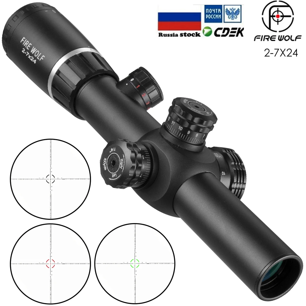 Fire Wolf 2-7x24 Tactical Scope Reticle Optical Rifle Scope Riflescopes ...