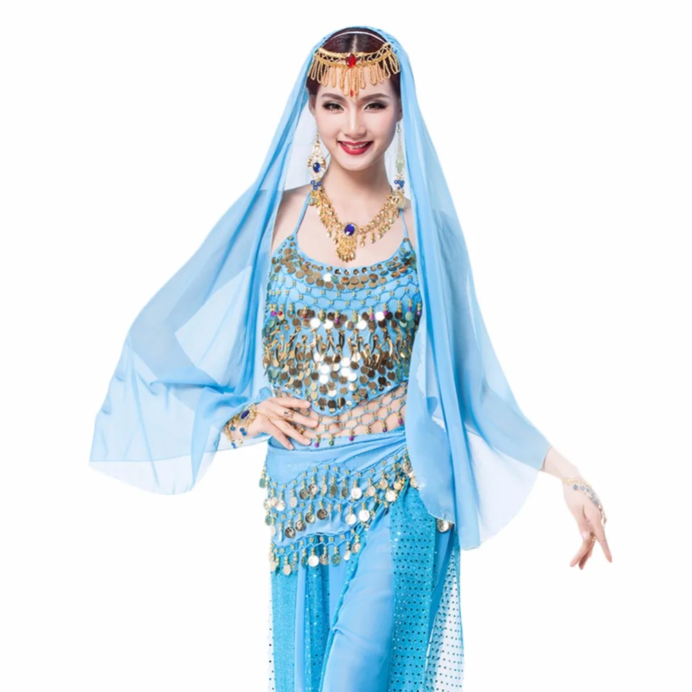 2017 Sexy Lady Women Belly Dance Costumes 2pcstopskirtwaist Chainveil Adult Stage Genie