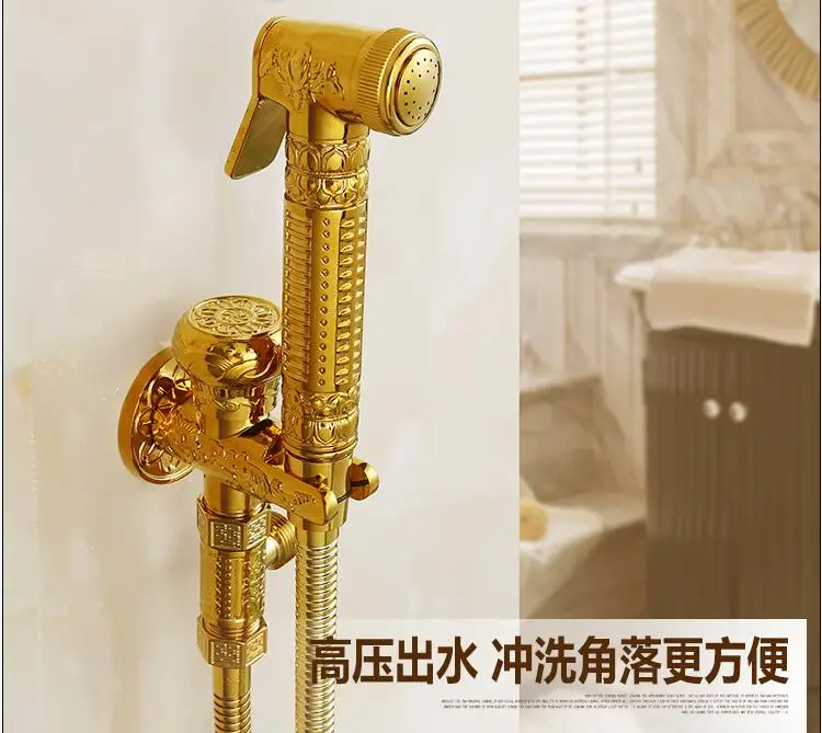 Bathroom total brass gold finished Bidet faucet toilet bidet shower set ...