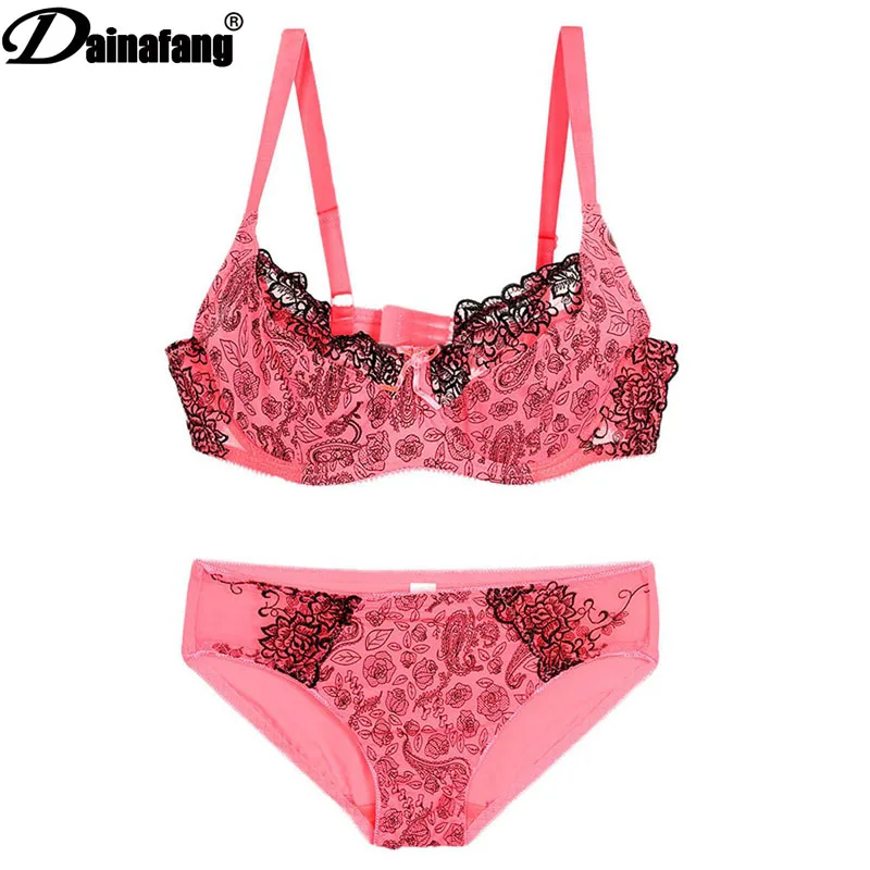 Dainafang Bras Sets Sexy Lace Printing Elegant Young Womens Plus Size