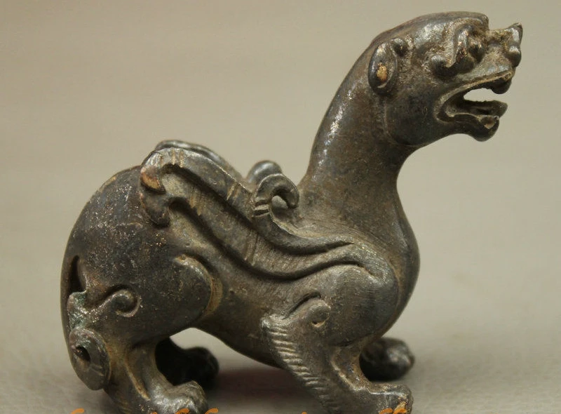 China Myth FengShui Old Pure Bronze PiXiu Beast Animal Talisman Statue ...