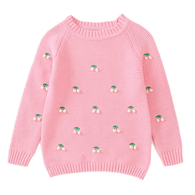 4 to 12 years kids & big girls cute flower casual knitted pullover ...