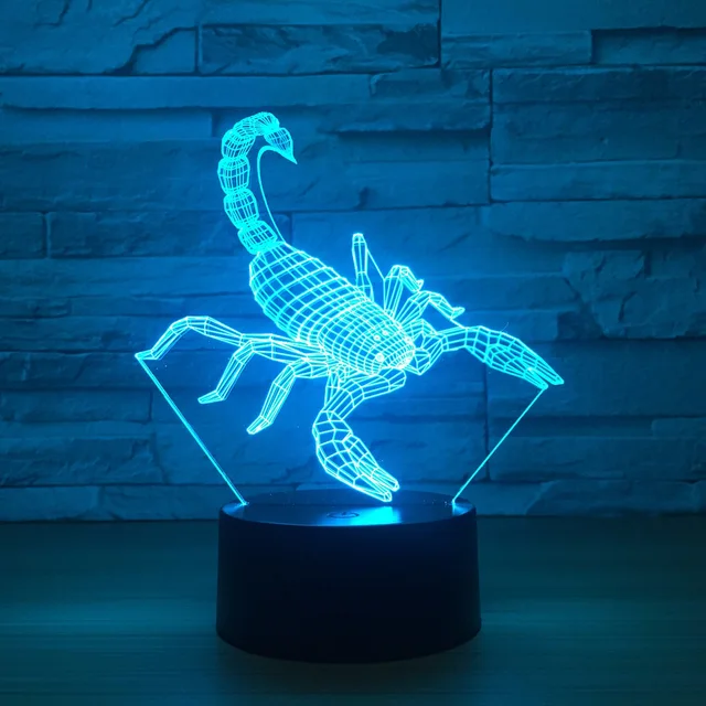 Scorpion 3D LED lamp 7 Colors RGBW Home Decor Atmosphere LED Night ...