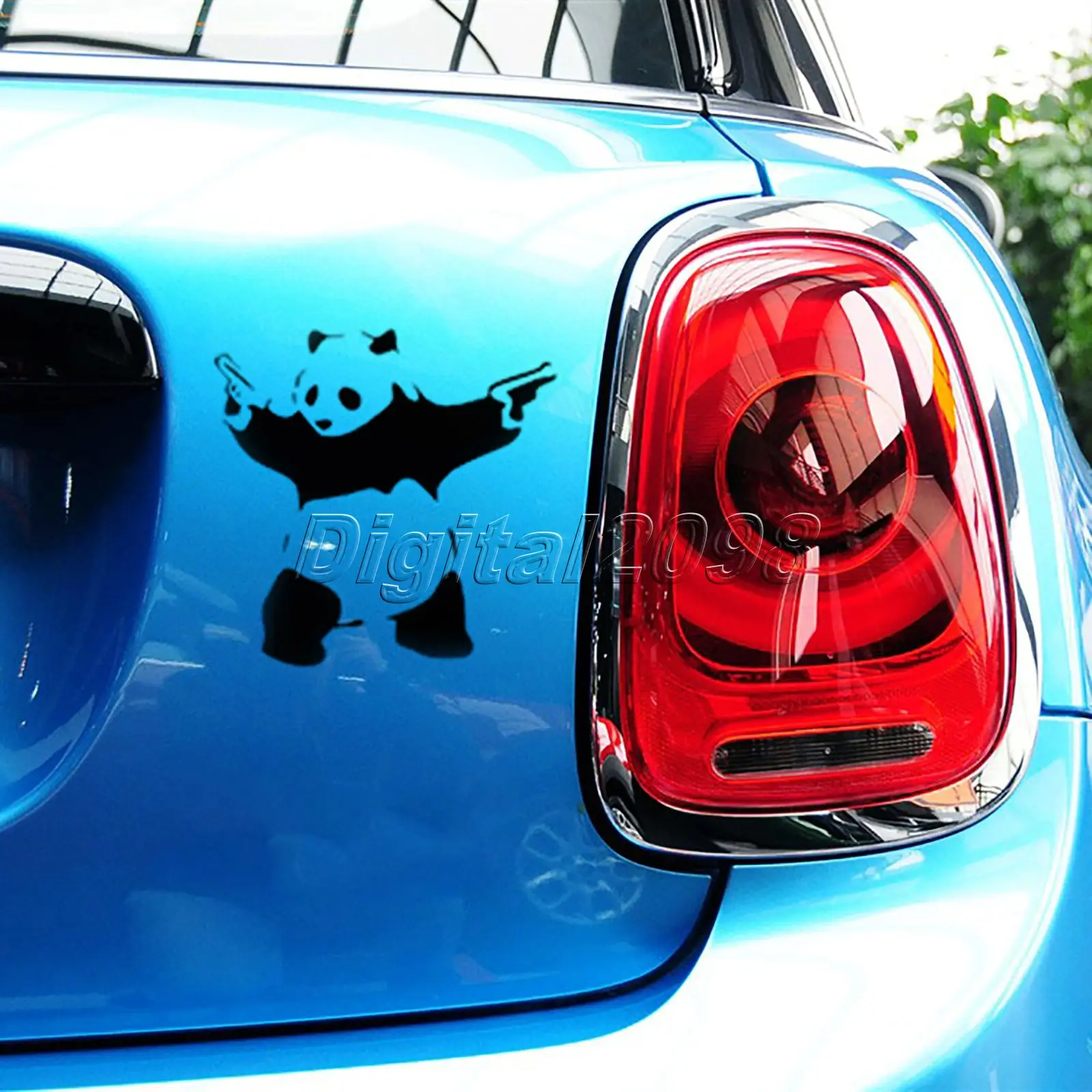 Yetaha PANDA WITH GUNS Car Ticker Door Window Vinyl Reflective ...