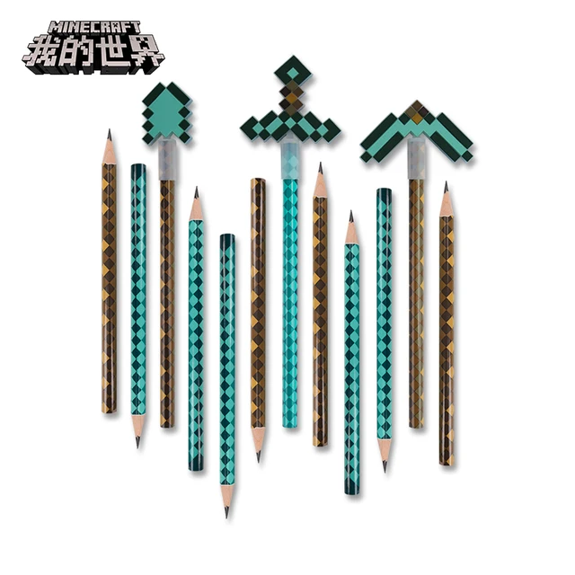 12 pcs/ set Minecraft Pen Peripheral Primary School Pencil HB Diamond ...