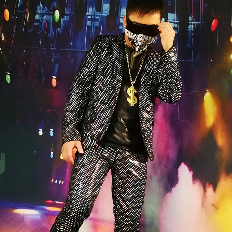 Men-Coats-Customized-Super-Shiny-Silver-Dot-Cool-Suit-Nightclub-Stage ...